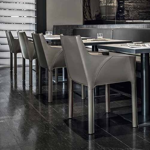 Contemporary chair - Nisida P - Frag - indoor / leather / aluminum base