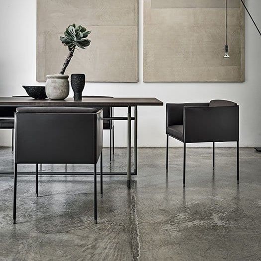 Contemporary chair - Square - Frag - indoor / fabric / leather