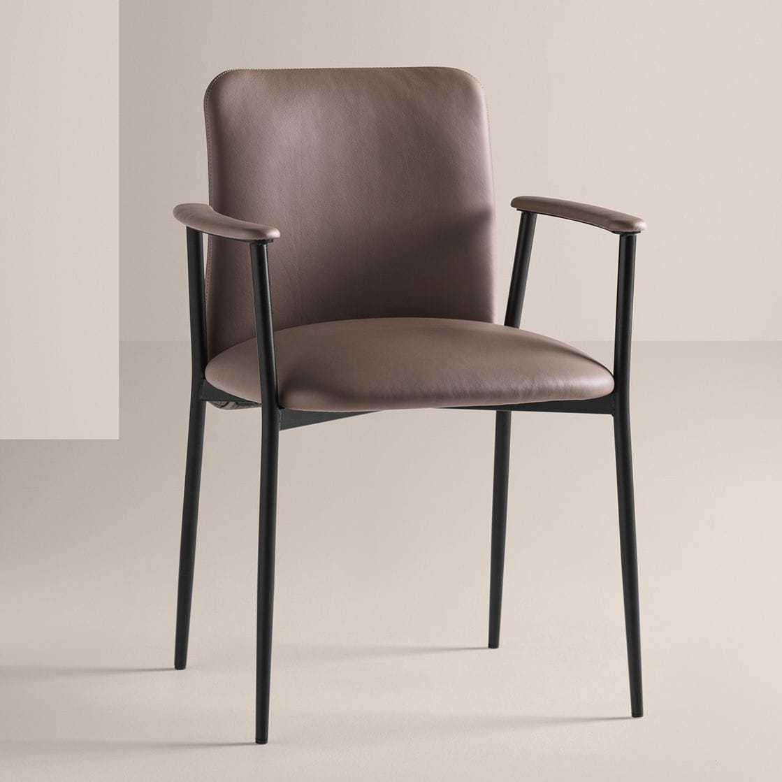 Contemporary chair - Siloe P - Frag - leather / fabric / steel base