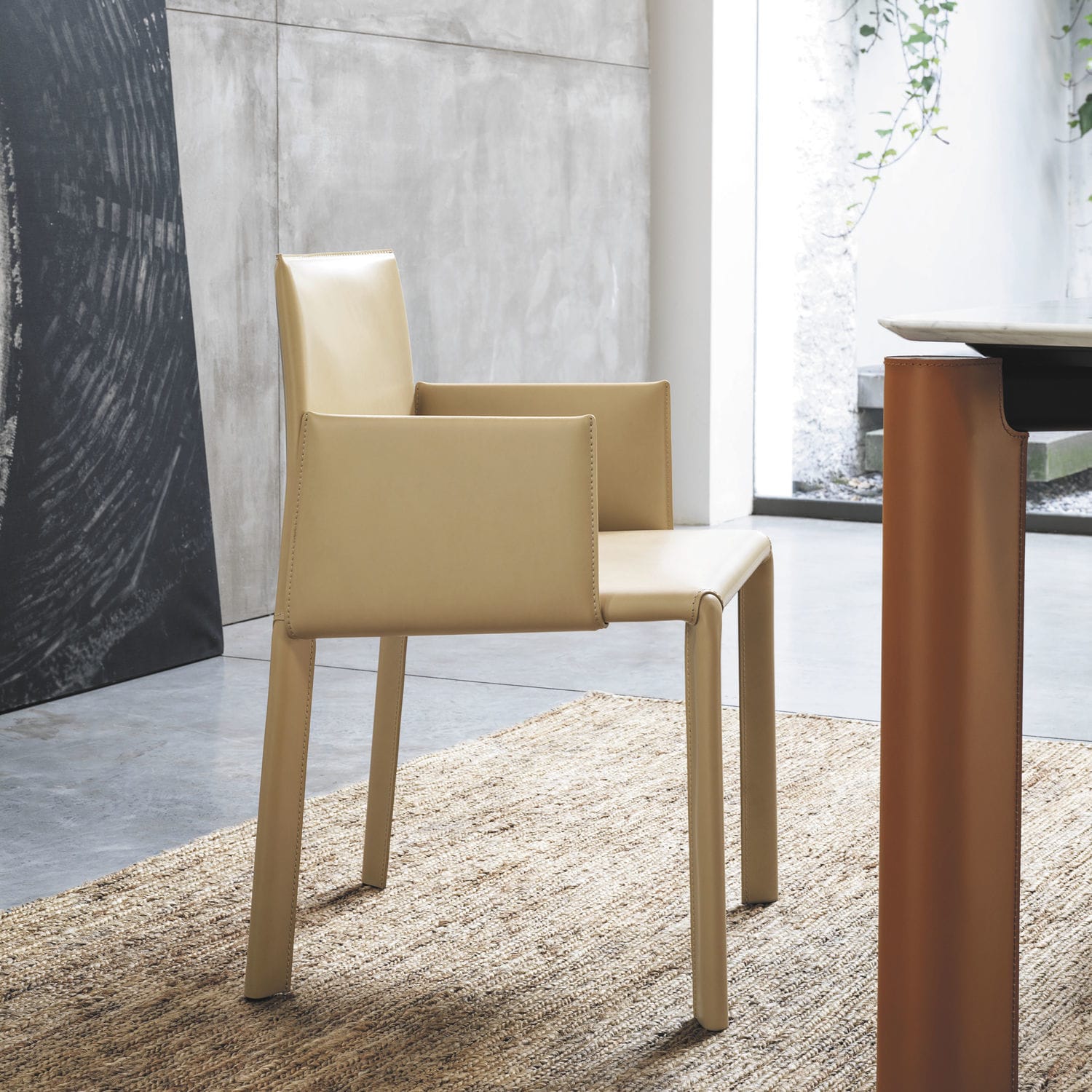 Contemporary chair - Blyn P - Frag - indoor / leather / steel base