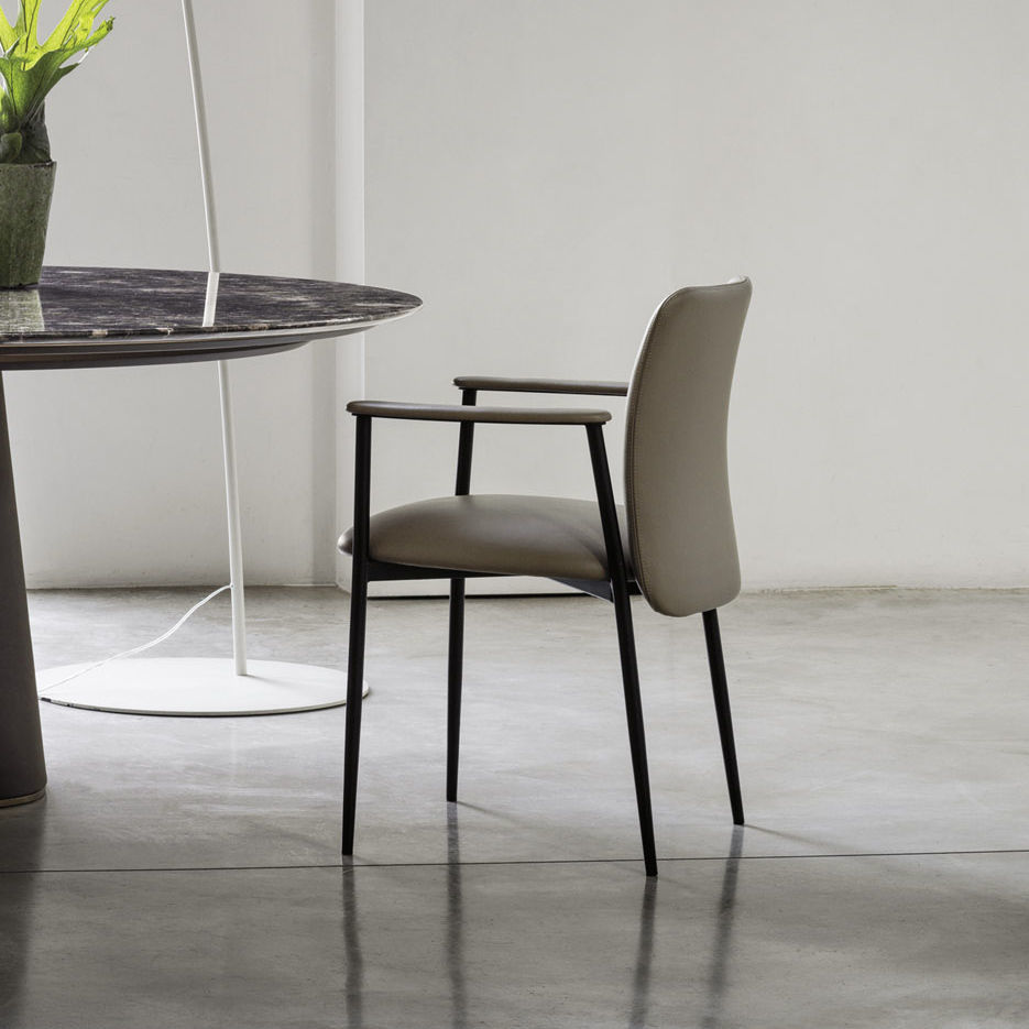 Contemporary chair - Siloe P - Frag - fabric / leather / steel base