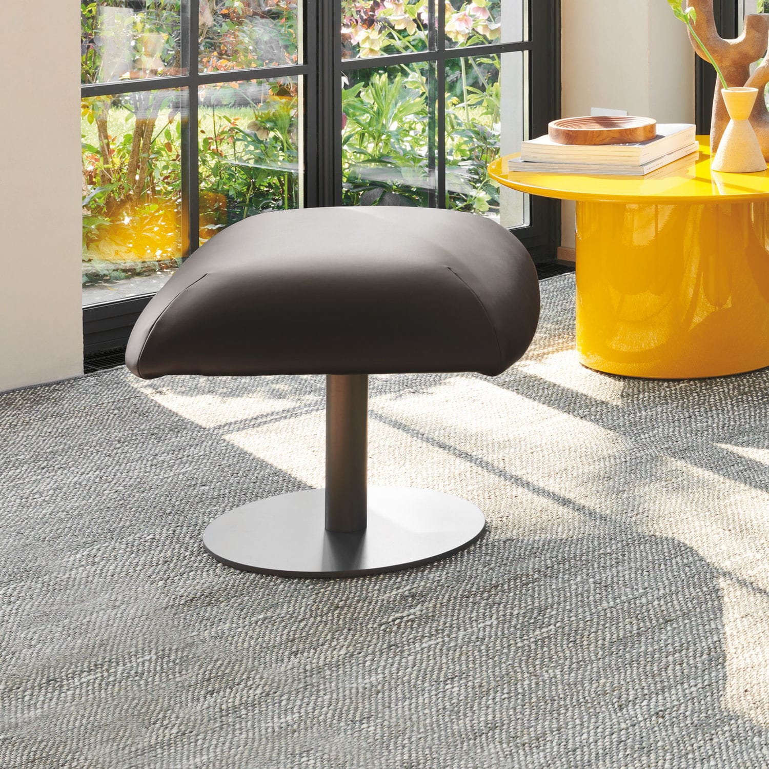 Contemporary footrest - Ocean - Frag - fabric / leather / steel