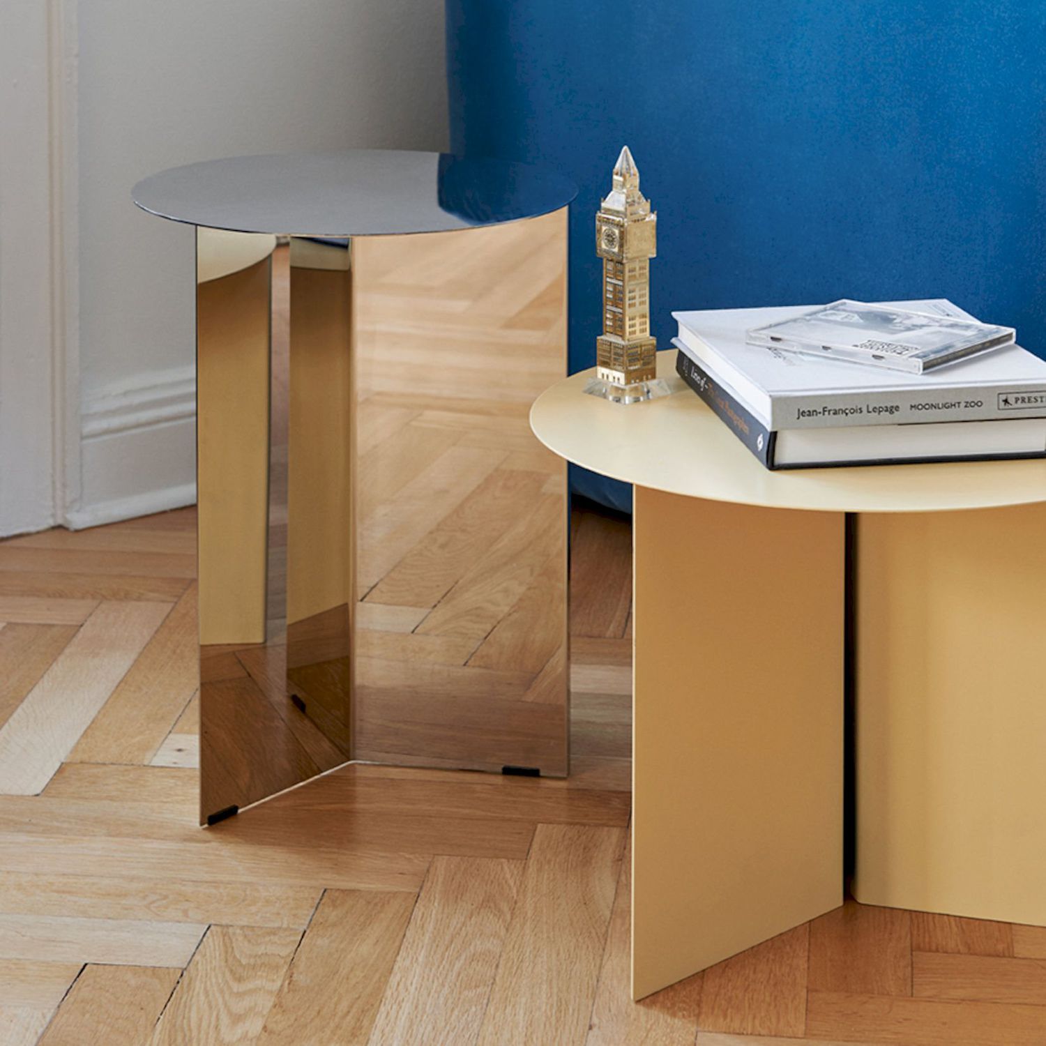 Contemporary side table - SLIT - Hay a/s - metal / round / home