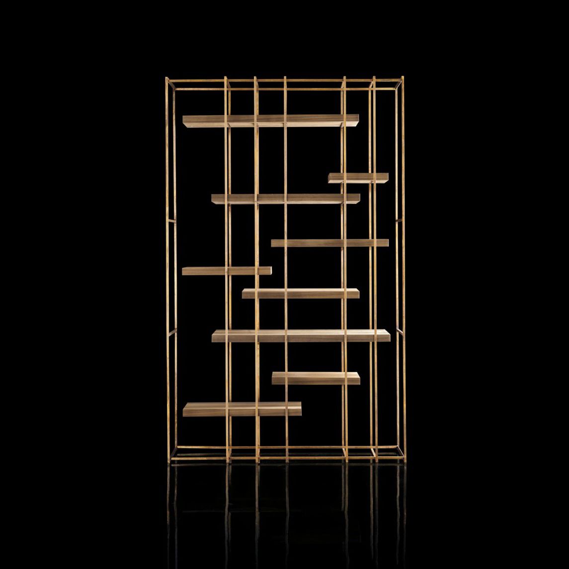 Free-standing bookcase - CAGE-B - Henge - contemporary / solid wood / steel