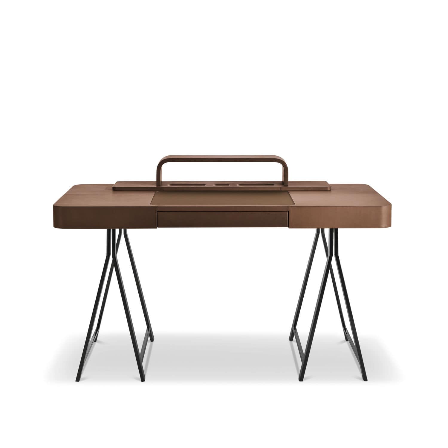 Contemporary secretary desk - NAPA - i4 MARIANI - leather / metal / glass