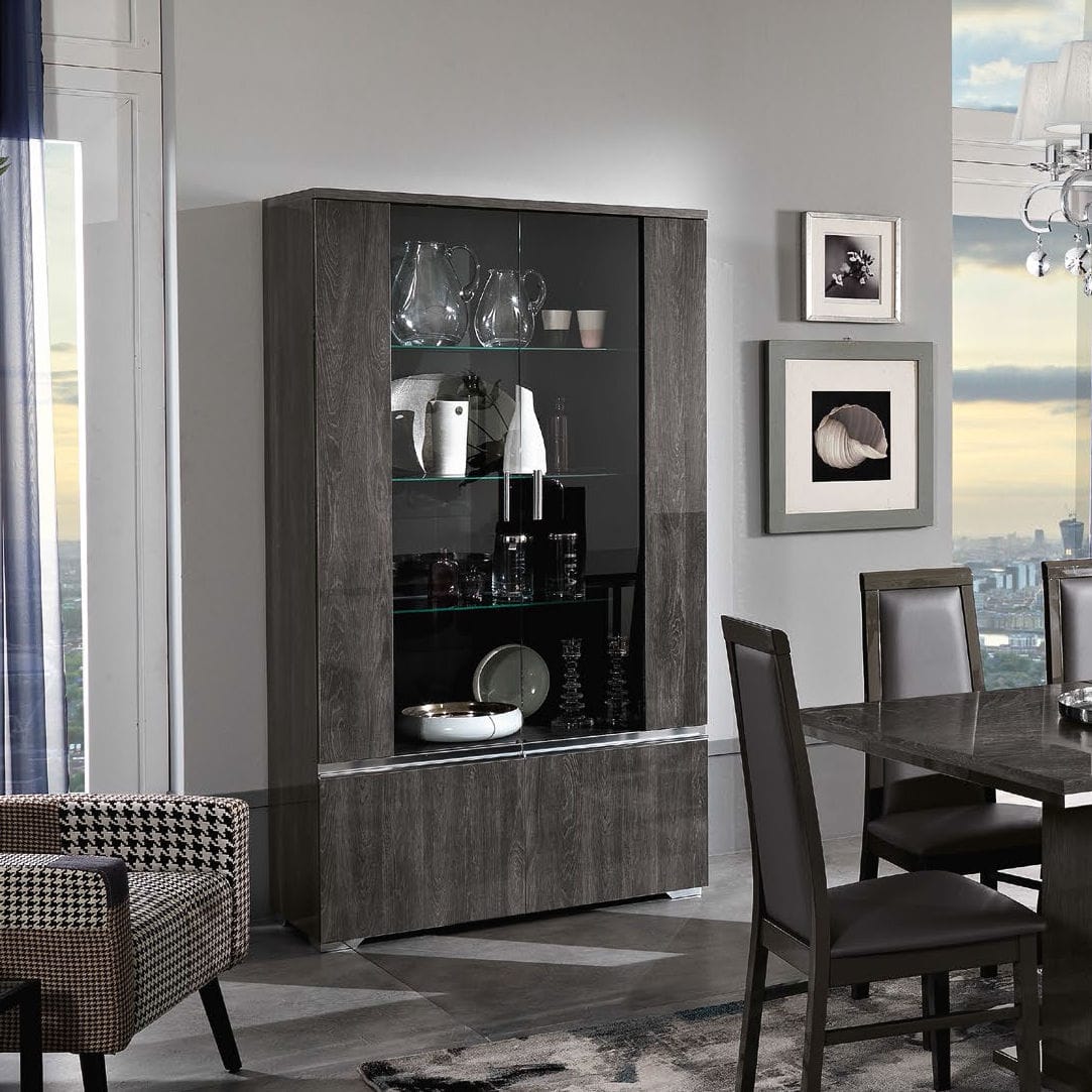 Contemporary display case - OXFORD - M.C.S. - glass / wooden