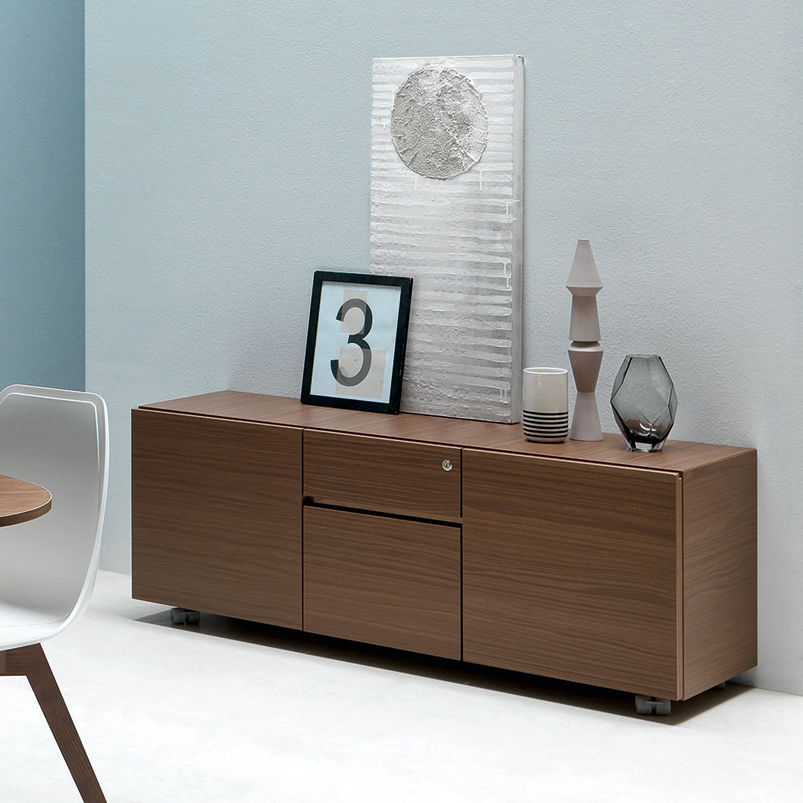Contemporary sideboard - SERVICE UNIT - Martex - walnut / on casters