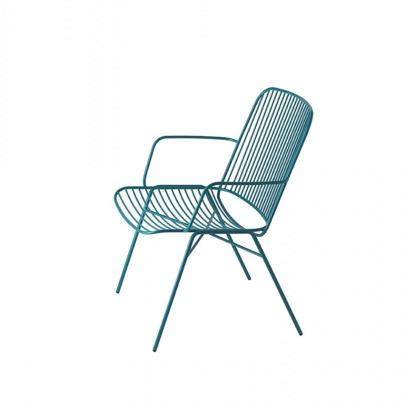 Contemporary fireside chair - Shade 619 - et al. - steel / steel / red