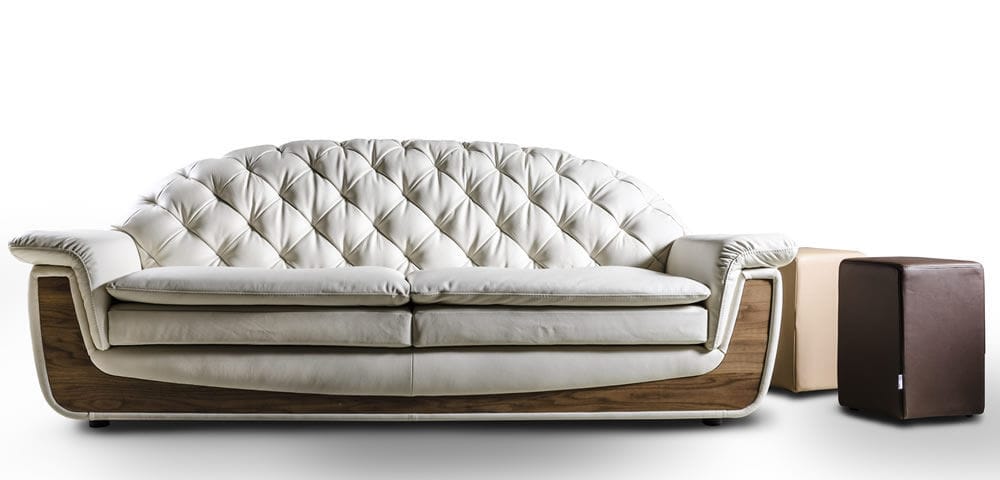 Traditional sofa - CANALETTO - Nieri - leather / gray / wooden