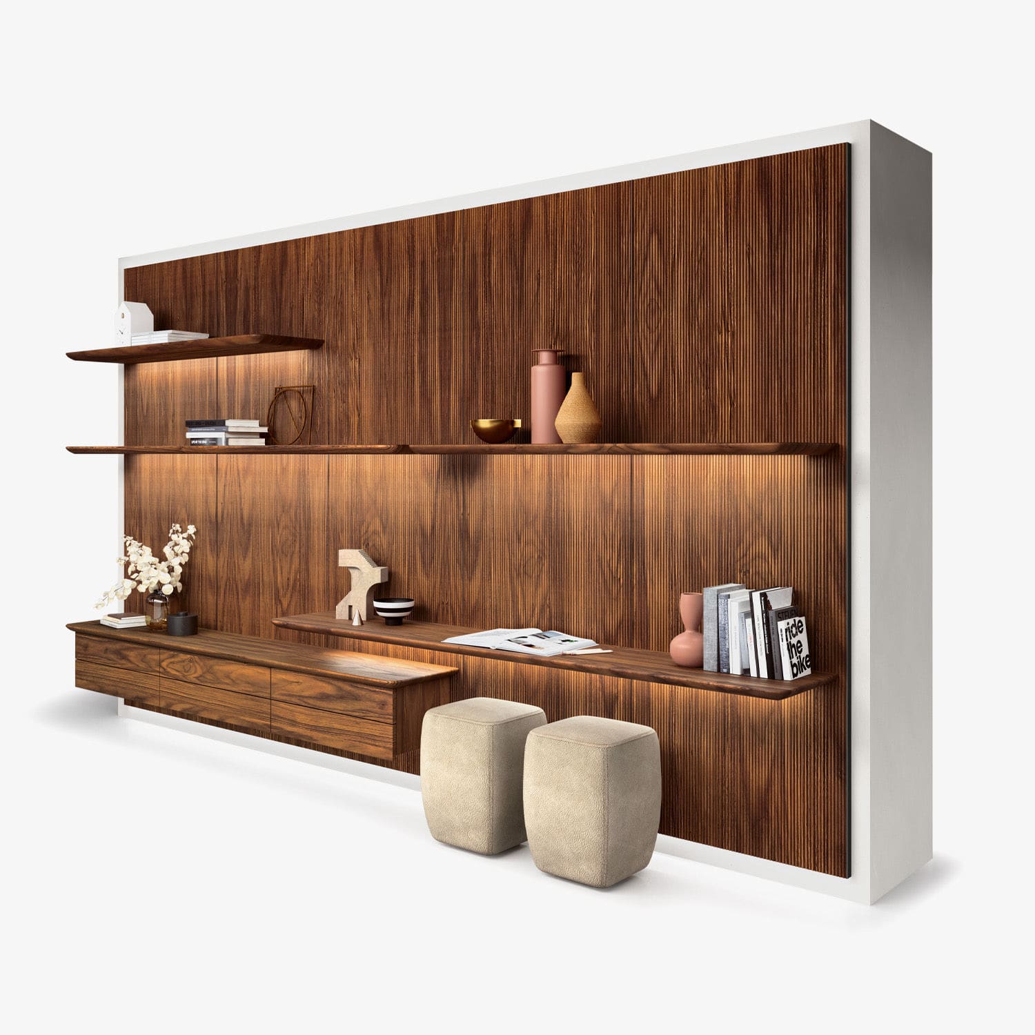 Modular bookcase - MODULA - RIVA 1920 - contemporary / oak / walnut