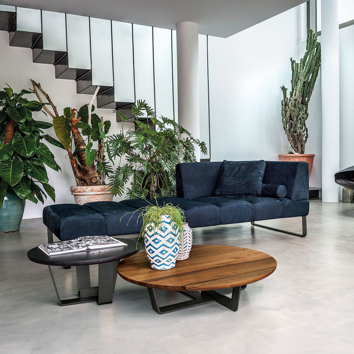 Contemporary sofa - PATMOS - RIVA 1920 - fabric / leather / with armrests