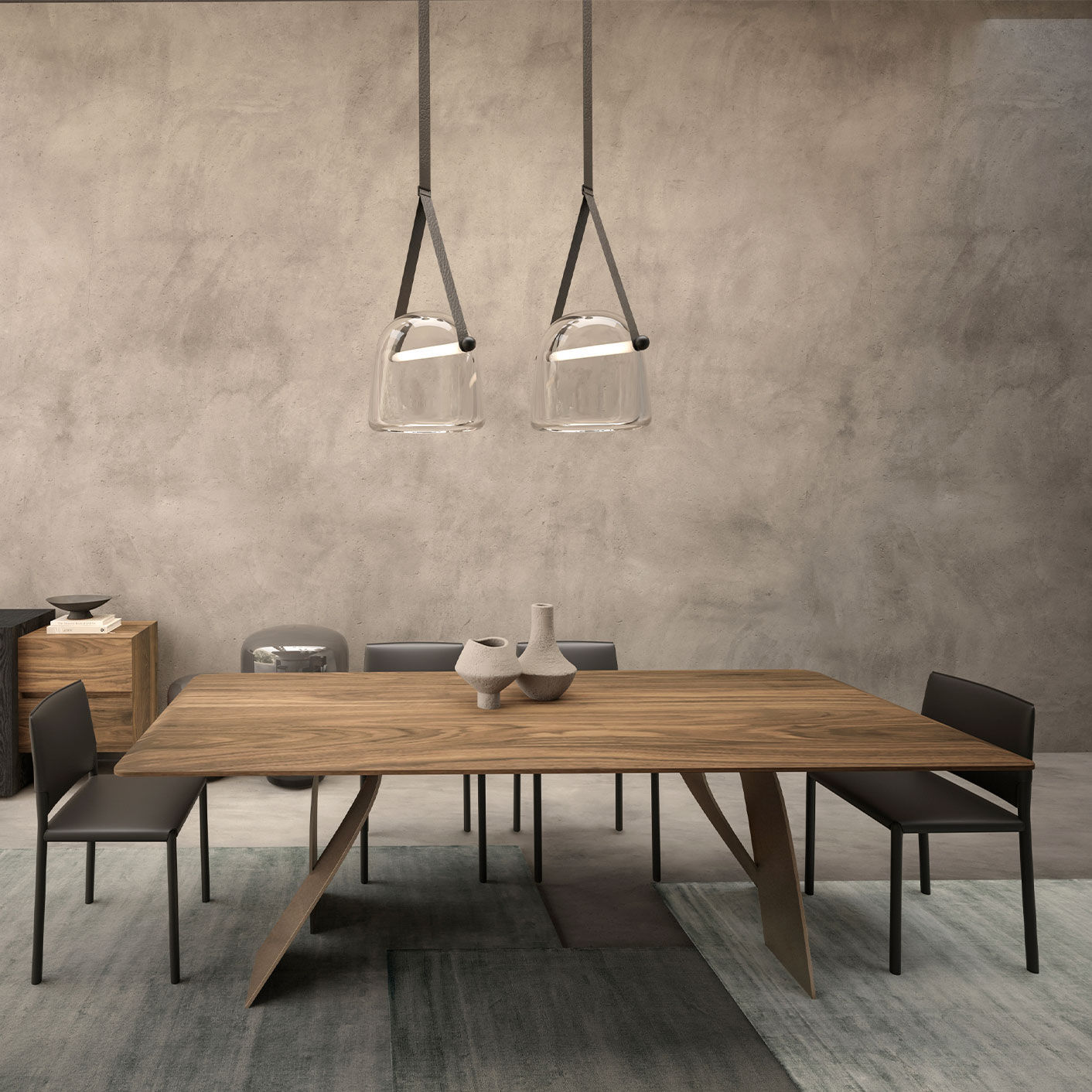 Contemporary table - NASTRO - Riva 1920 - cherrywood / walnut / oak