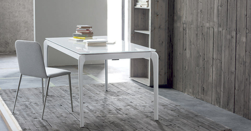 Contemporary table - ALUMEN - Sedit - lacquered glass / rectangular