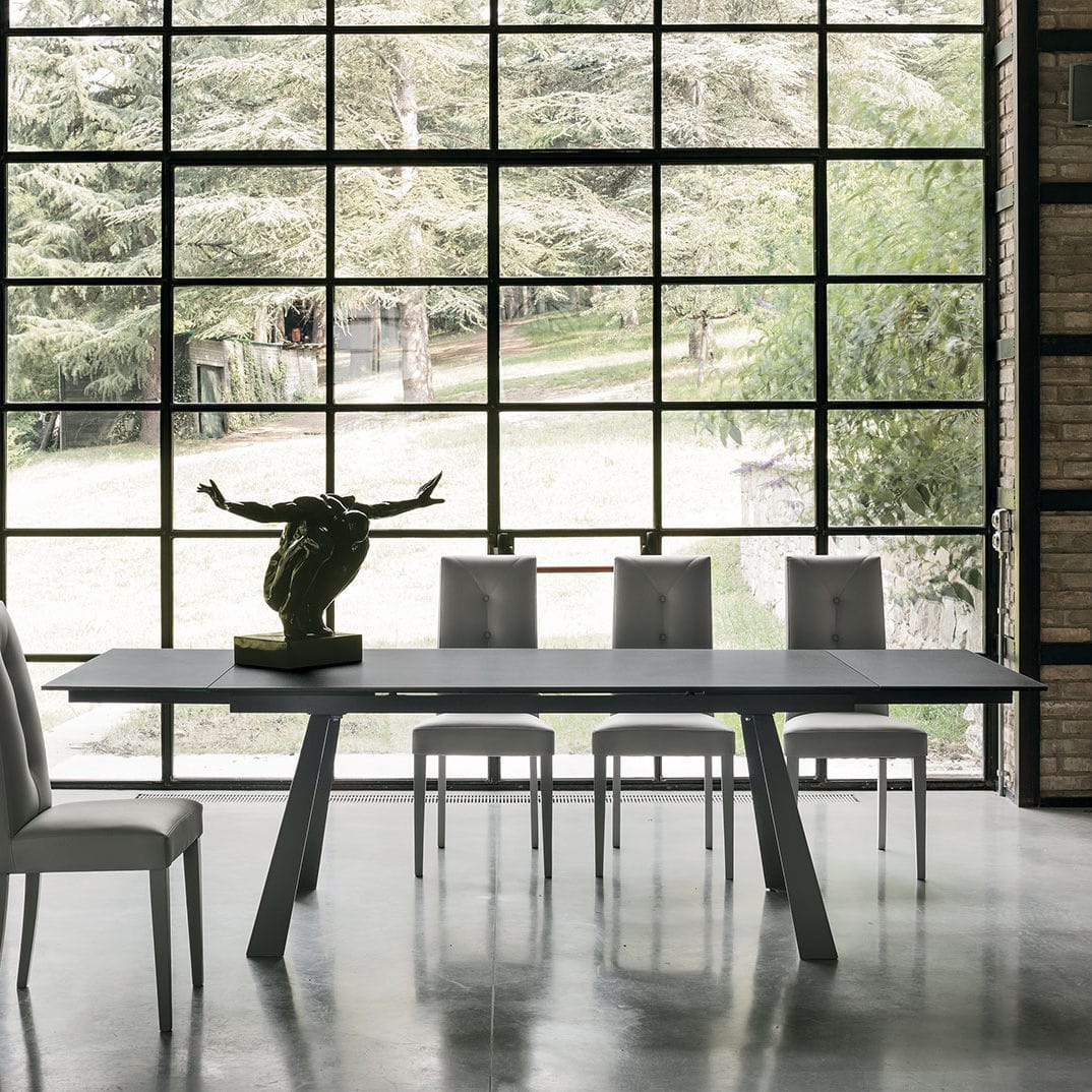 Contemporary table - PONENTE 180 - Target Point - tempered glass / porcelain stoneware / painted ...