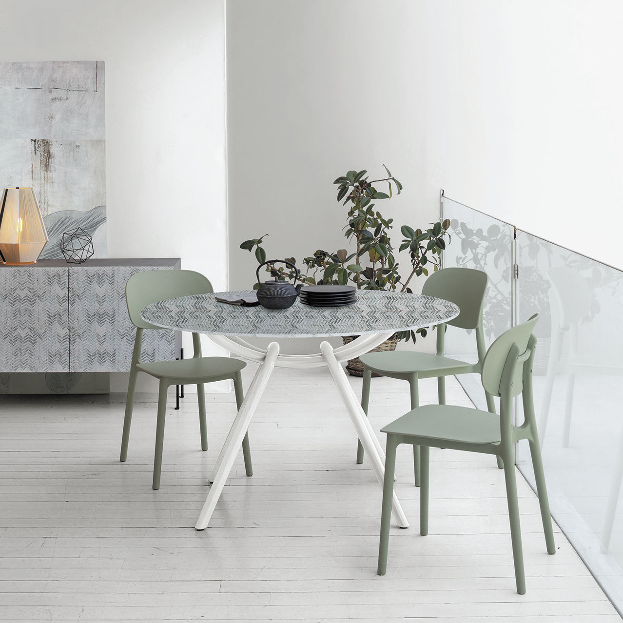 Contemporary table - SMILE - Target Point - tempered glass / laminate ...