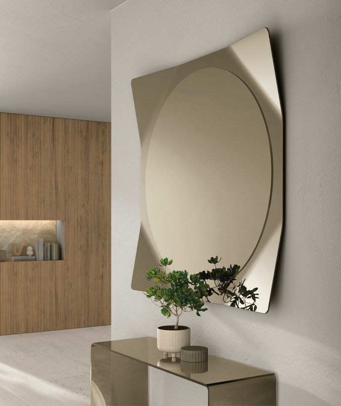 Wall-mounted mirror - LYNX - Target Point - contemporary / square / gray