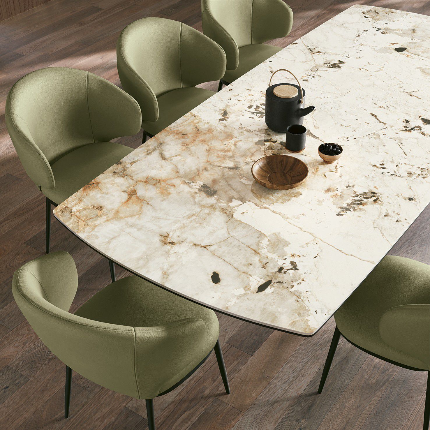 Contemporary dining table - COSMOS - Target Point - glass / porcelain ...