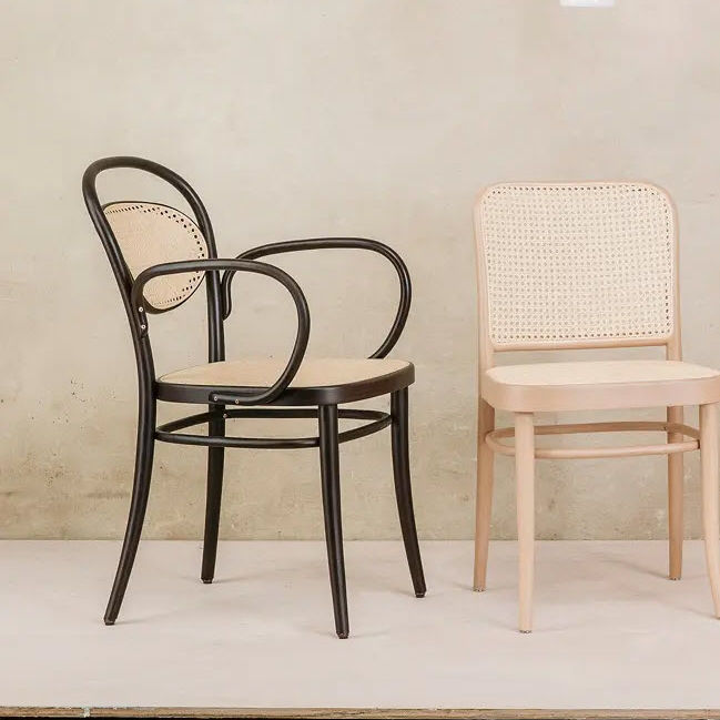 Traditional dining chair - 20 - TON a.s. - fabric / leather / rattan