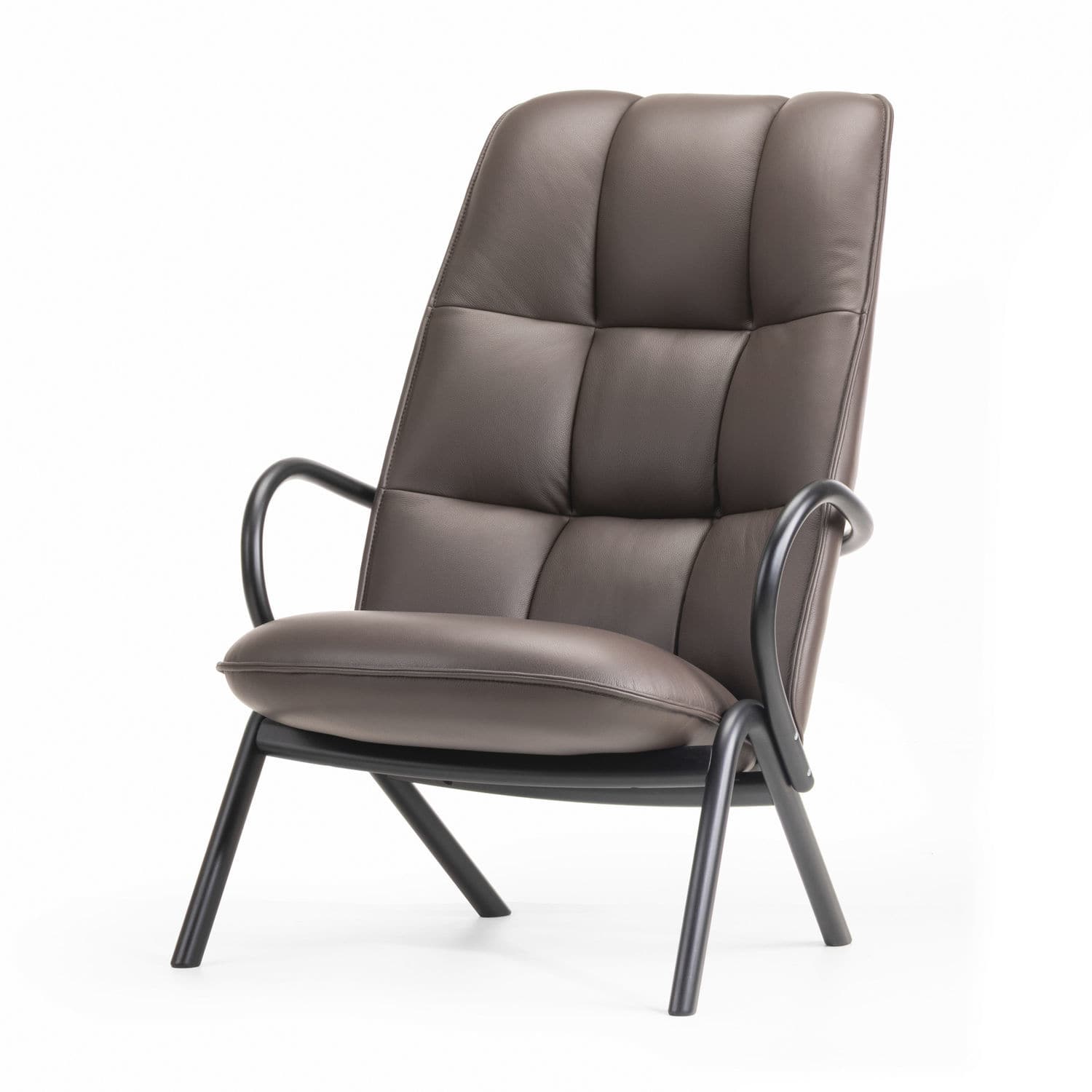 Contemporary lounge chair - CISSY - TON a.s. - leather / fabric / beech