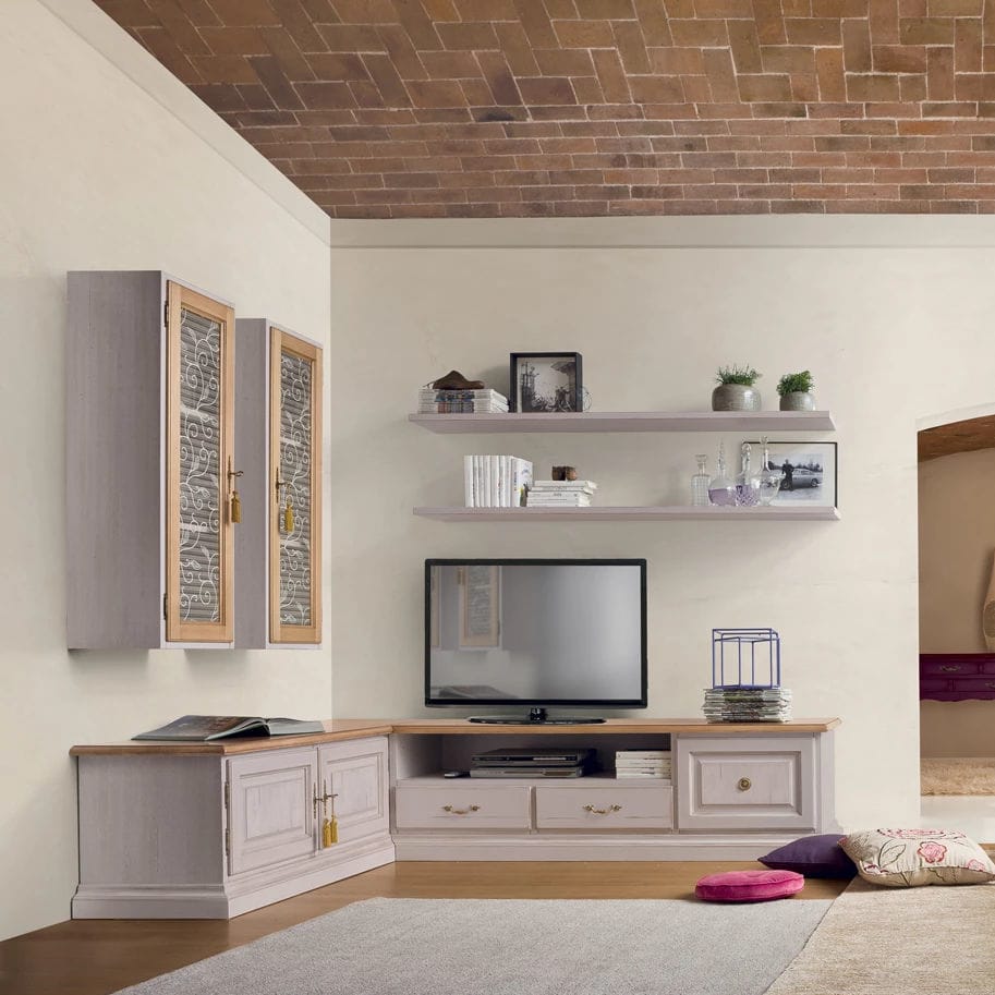 Traditional TV wall unit - ARIEL - Tonin Casa - lacquered wood / modular / with drawers