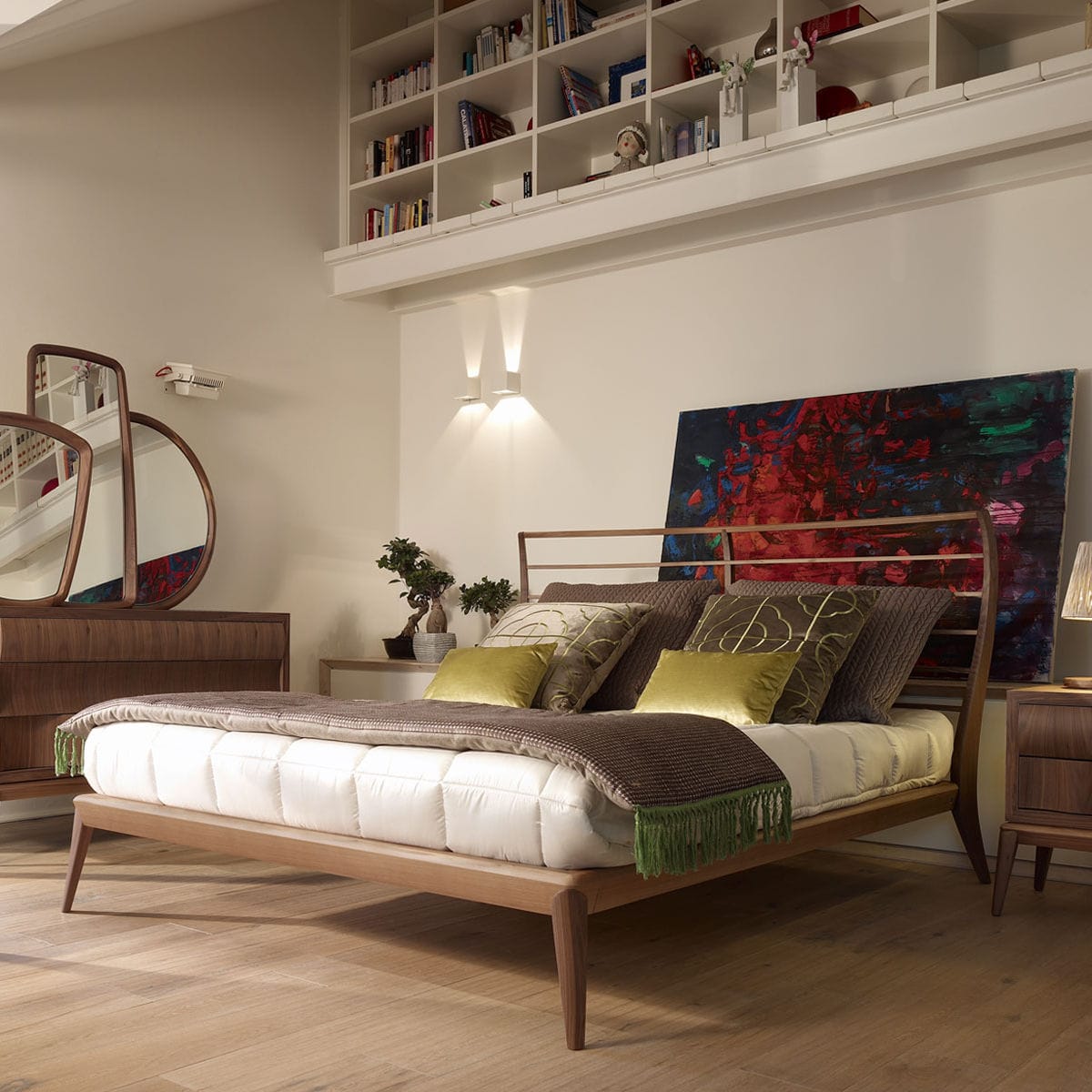 Double bed - RIBOT - Volpi - traditional / with headboard / ash