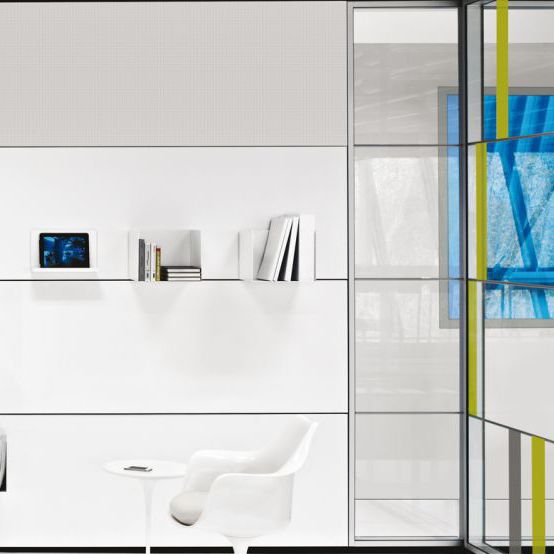 Removable partition - MÉTROPOLINES 2 - Clestra - wooden / glazed / steel