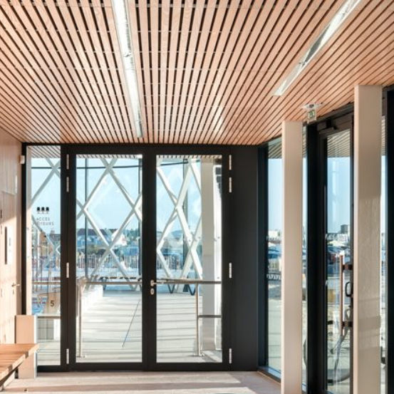 Solid wood suspended ceiling - LINEA 4.2.1 LITE - LAUDESCHER - mineral ...