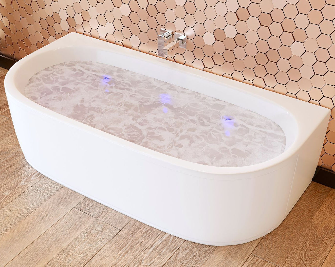 Whirlpool bathtub - ENGHIEN - Condor - oval / free-standing / back to wall