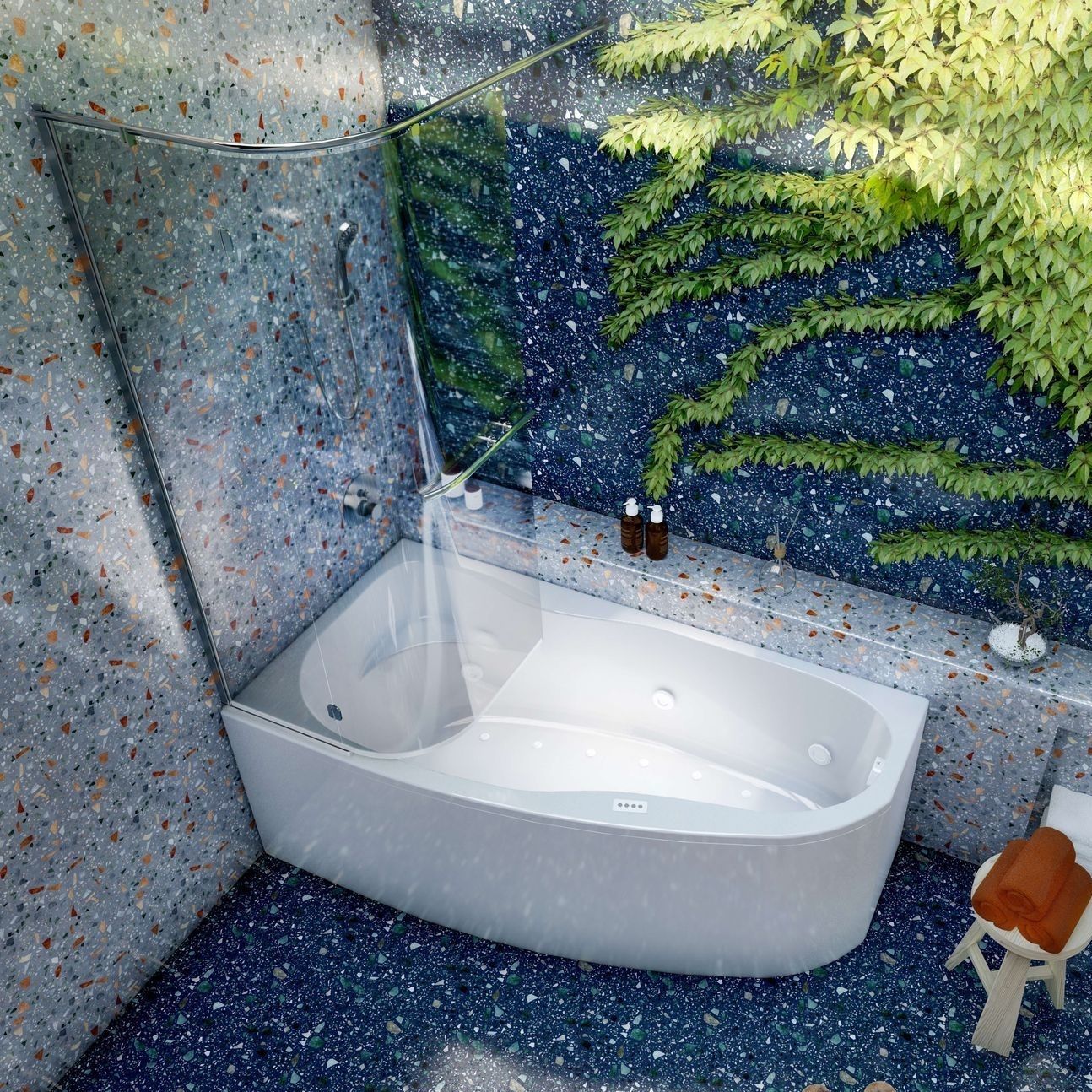 Whirlpool bathtub - Lugano - Condor - corner / for homes / contemporary