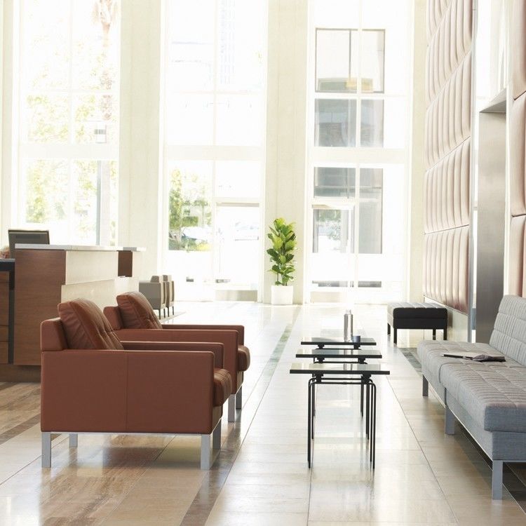 Classic visitor armchair - MILLBRAE - Coalesse - fabric / leather / steel