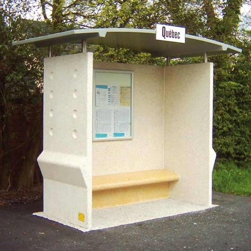 Concrete bus shelter - Abrivoyageur 04 - Francioli - with bench