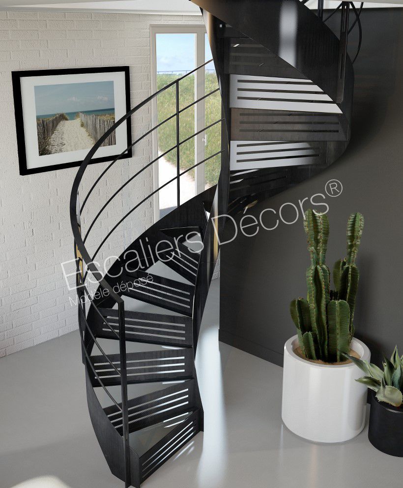 Spiral staircase - GRAPHIQUE DH119 SPIR'DÉCO® - ESCALIERS DECORS - glass step / steel frame / home