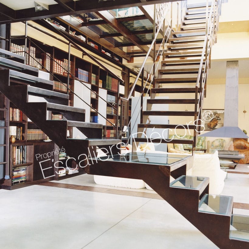 Straight staircase - LOFT DT47 - ESCALIERS DECORS - quarter-turn ...