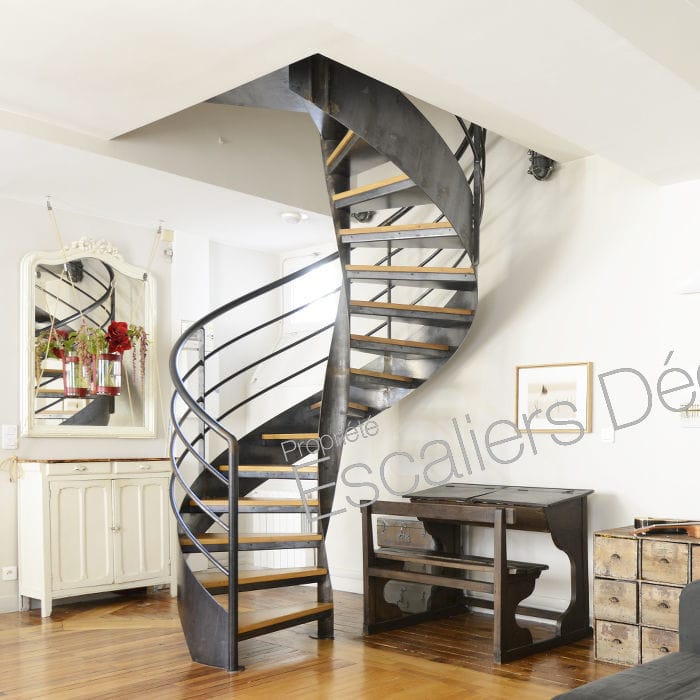 Helical staircase - LOFT DH129 SPIR'DÉCO® - ESCALIERS DECORS - wooden step / steel frame / home