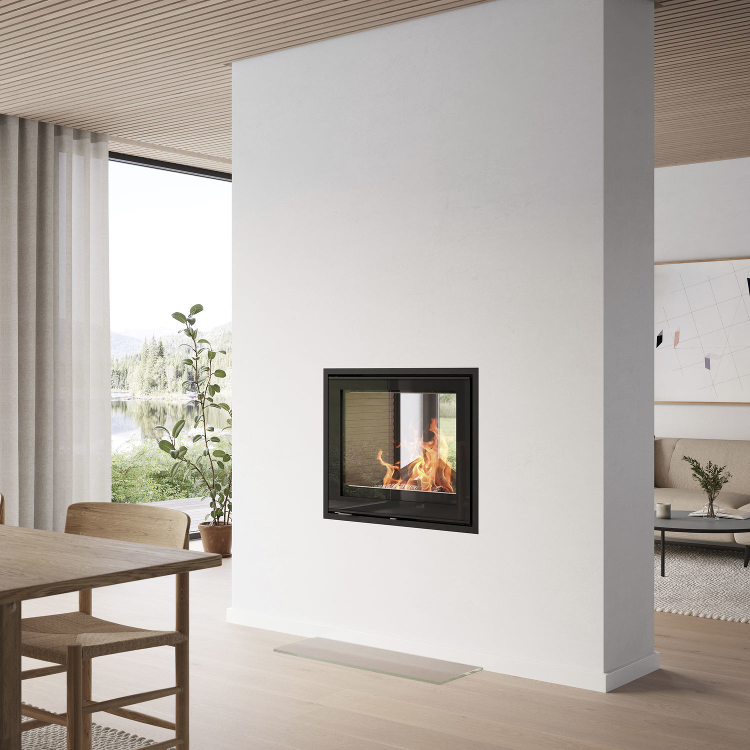 Double-sided fireplace insert - R-600 T - Attika Feuer AG - wood ...