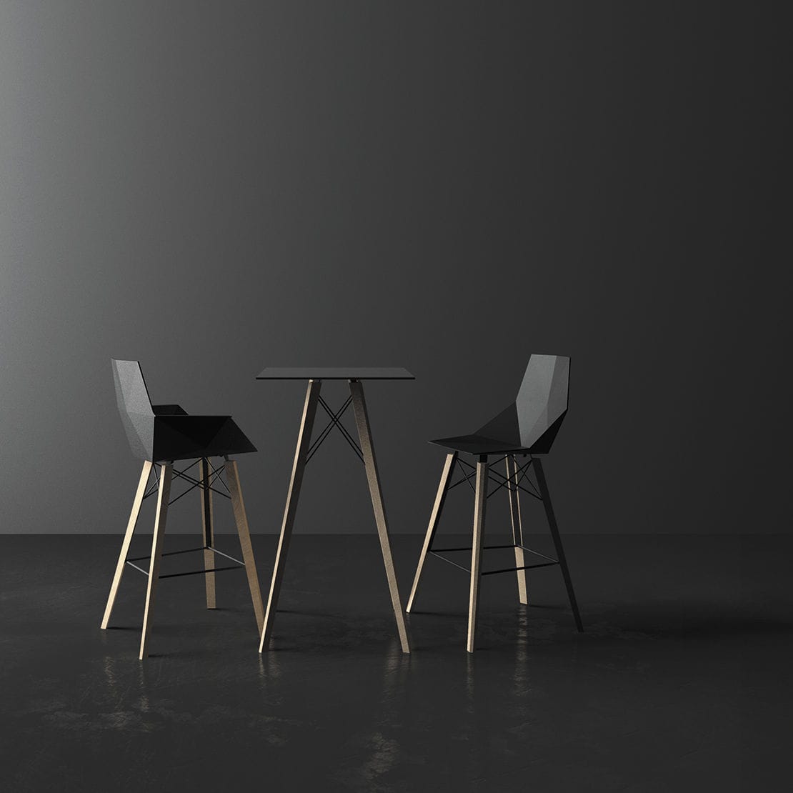 Contemporary high bar table - FAZ - VONDOM - wooden / metal base / HPL base