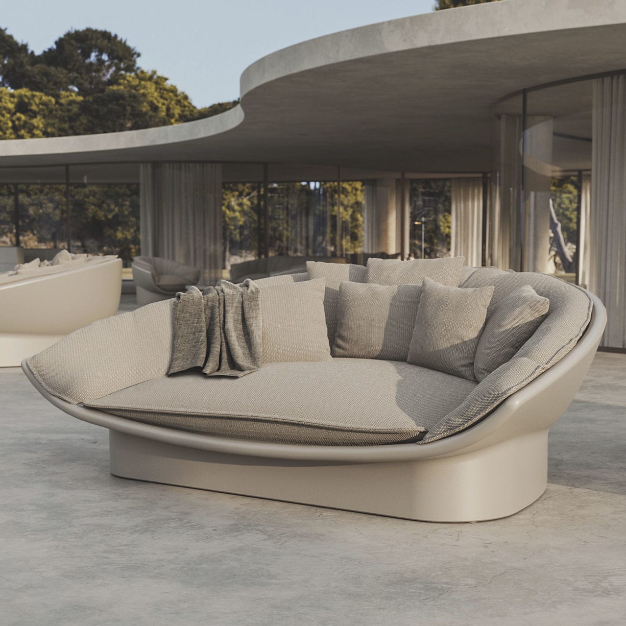 Contemporary daybed - Luna - VONDOM - fabric / leather / polyethylene