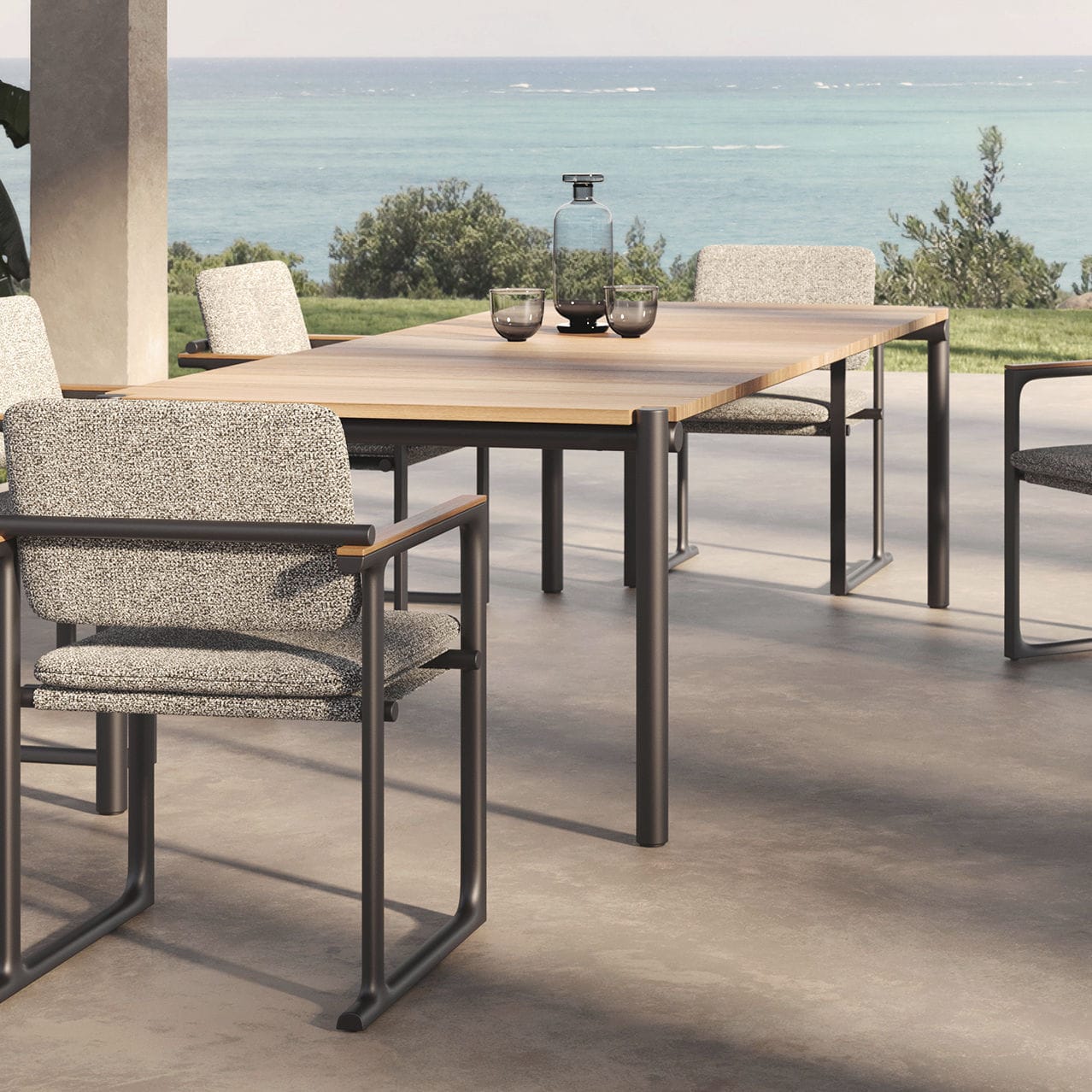 Contemporary dining table - Tulum - VONDOM - teak / aluminum base / rectangular