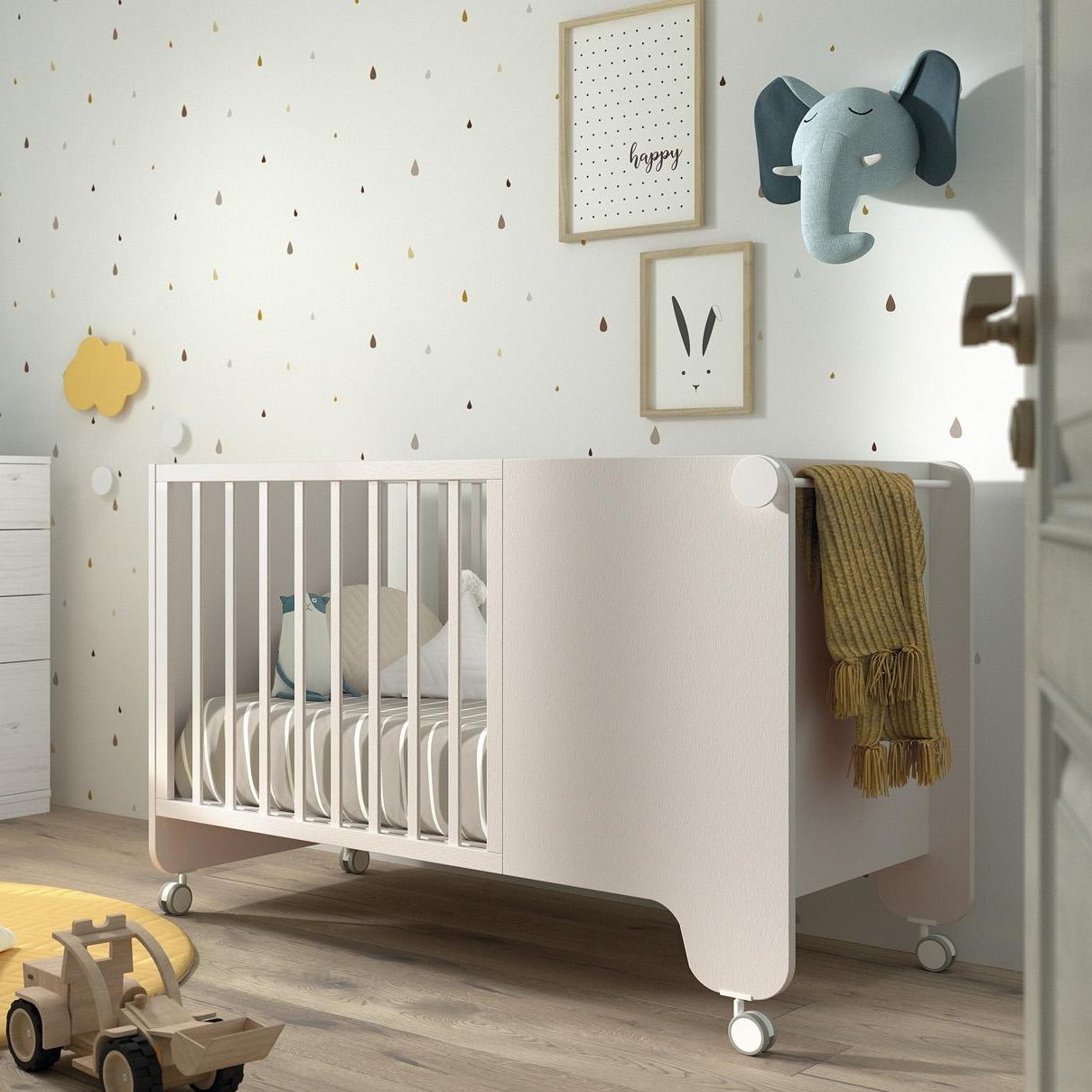 Single baby bed - ROS 1 S.A. - contemporary / on casters / lacquered wood