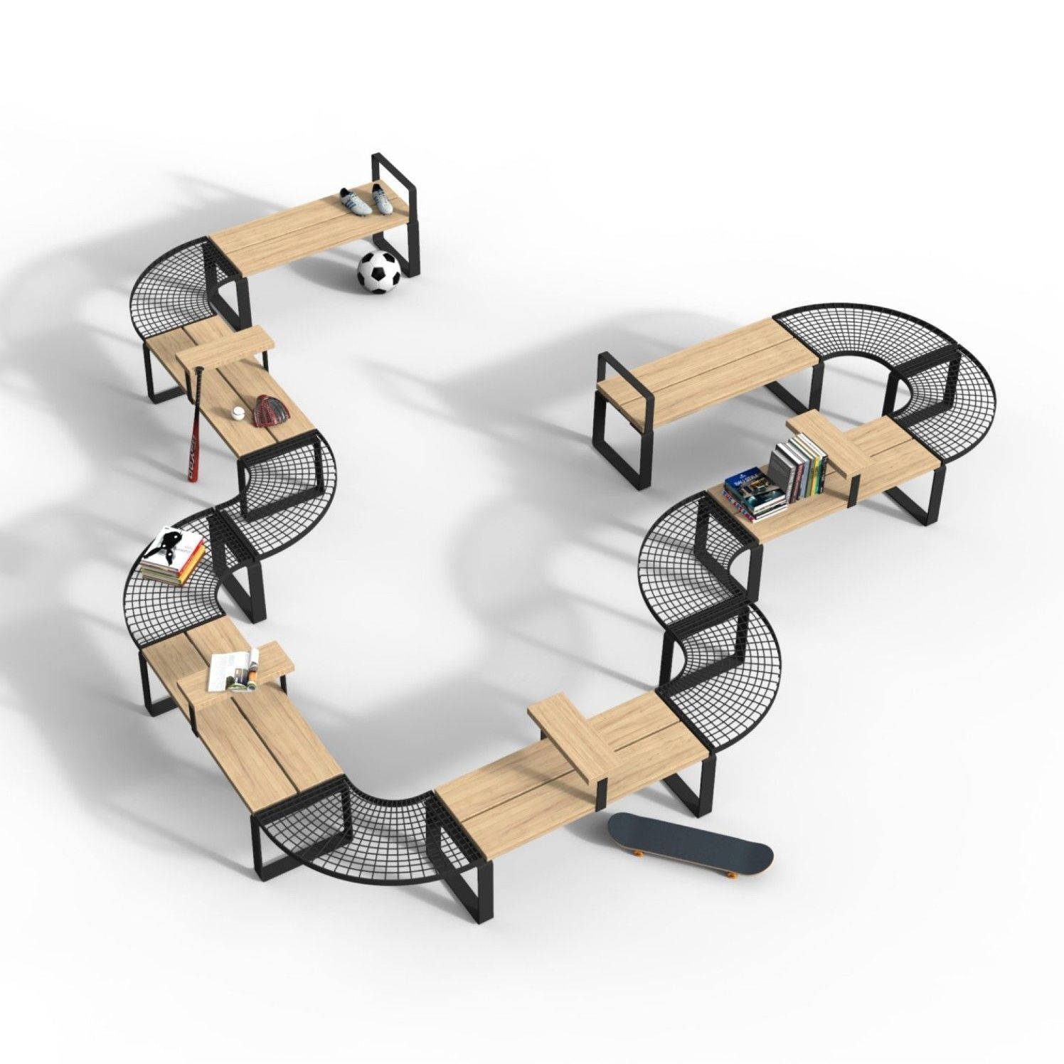 Modular public bench - Central - NOLA INDUSTRIER - contemporary / oak ...