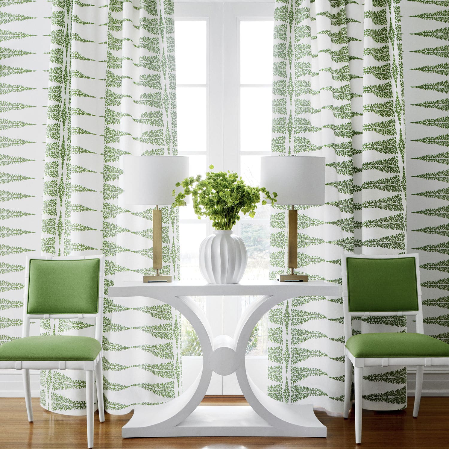 Curtain fabric - ELLERY STRIPE - Thibaut - patterned / cotton / linen