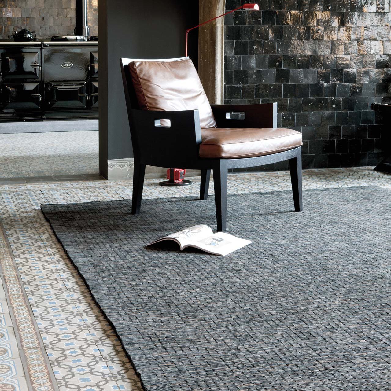 Contemporary rug - BRICK - Limited edition - plain / leather / rectangular
