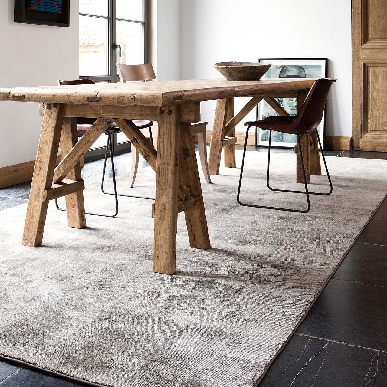 Contemporary rug - VINTAGE - Limited edition - plain / Tencel ...