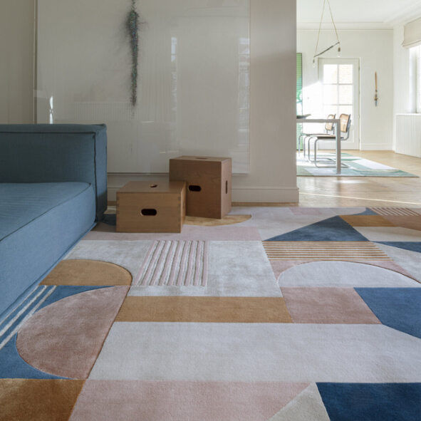 Contemporary rug - Retro Chic - Limited edition - geometric / wool / silk