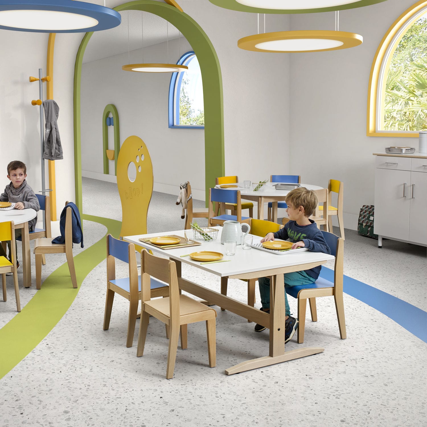 Contemporary table and chair set - KERIA - DPC - beech / rectangular ...