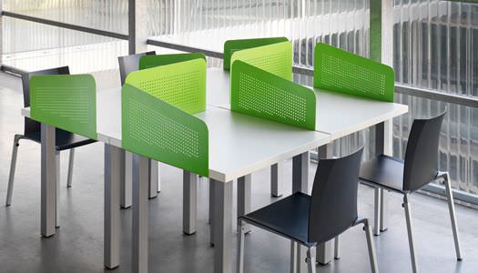 Contemporary table - SYNODIS - DPC - laminate / metal base / rectangular