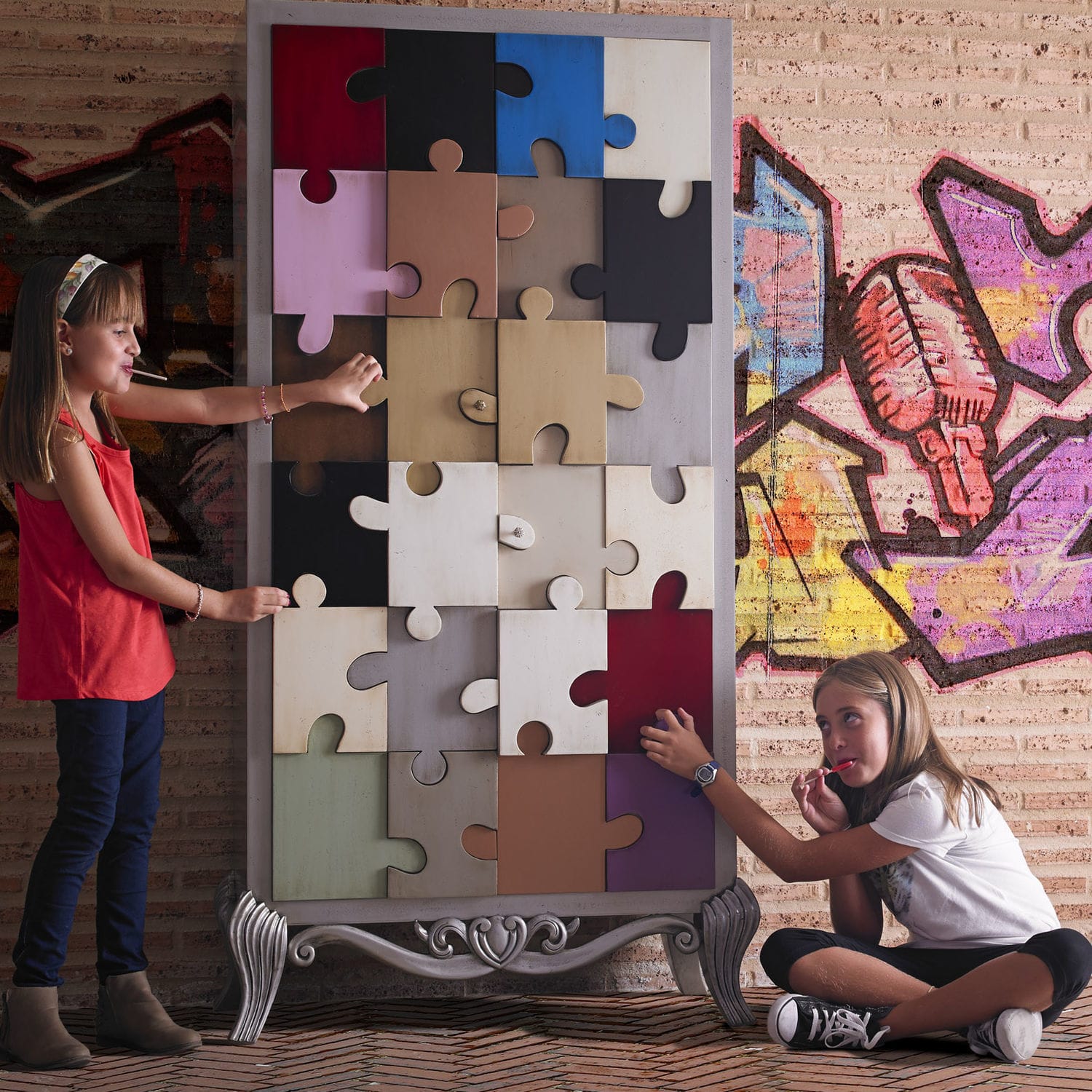 Original design wardrobe - PUZLE - LOLA GLAMOUR - wooden / with swing ...