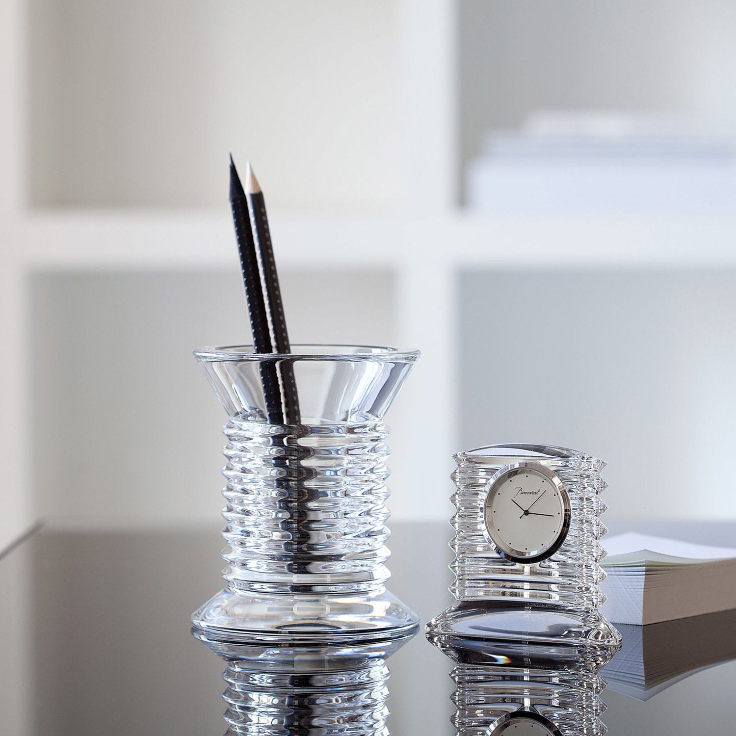 Minimal clock - LALANDE - Baccarat - table / analog / crystal