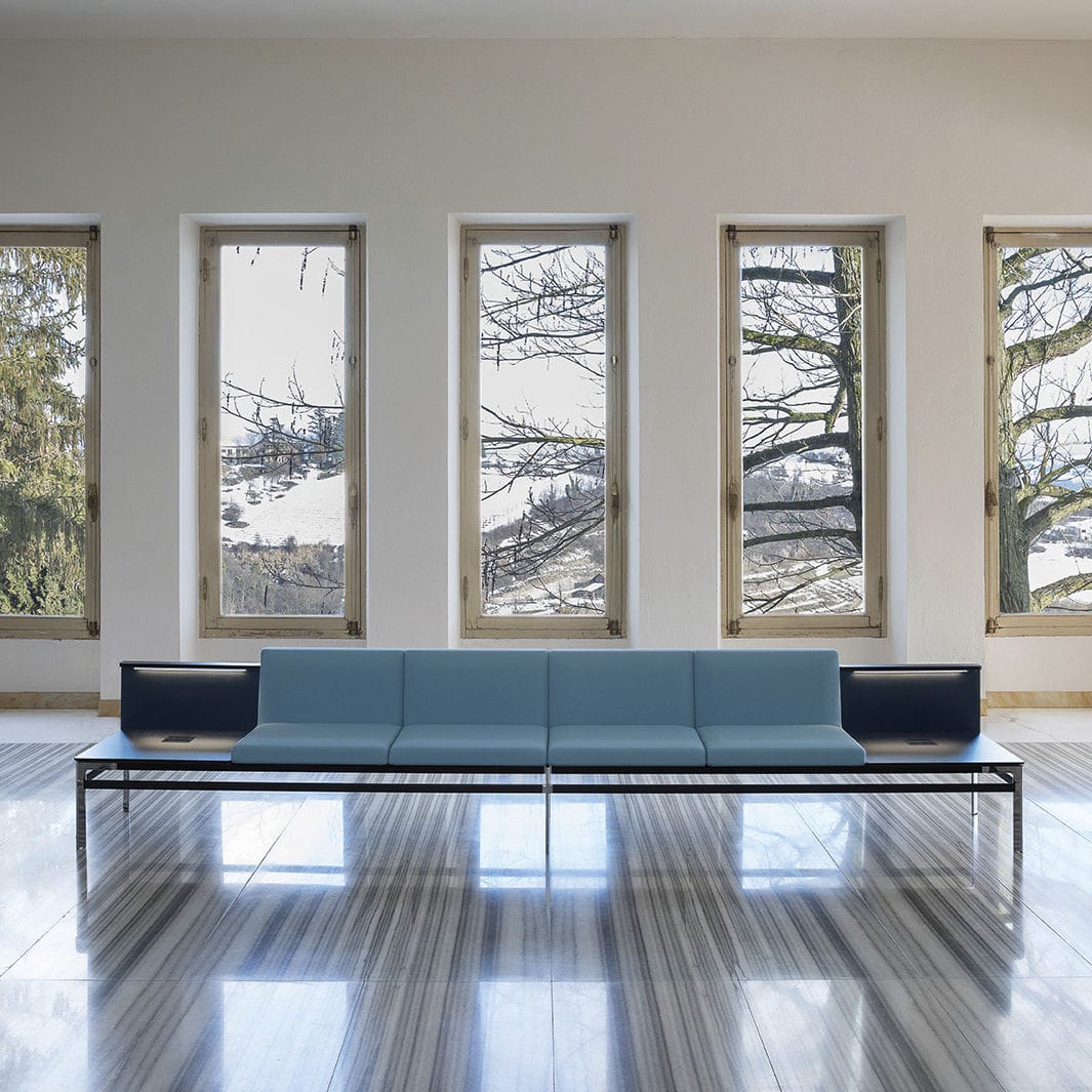 Contemporary upholstered bench - PONTE - LUXY - leather / metal / commercial