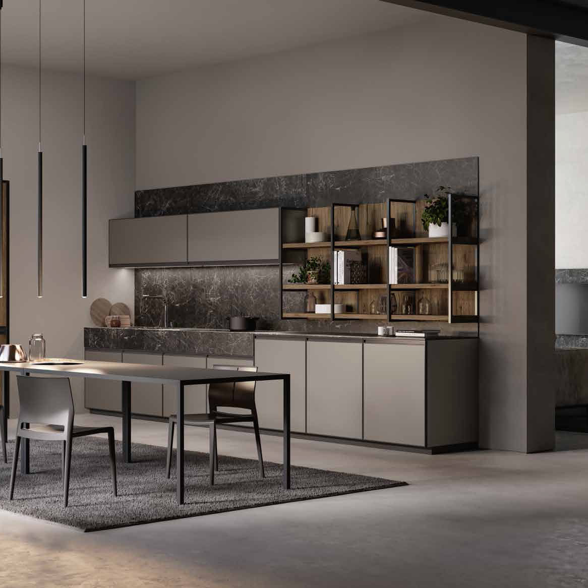 Contemporary kitchen - KRONOS 3 - Arredo3 s.r.l. - wood veneer ...